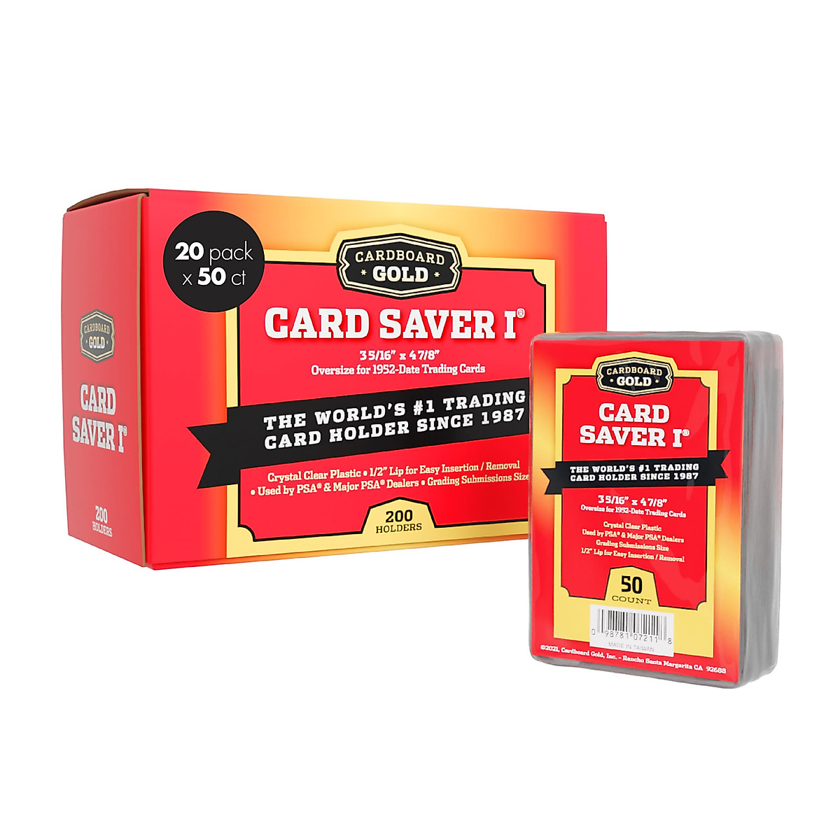 Cardboard Gold Card Saver 1-1000 Count - Semi Rigid Card Holder, Trading Card Protectors - PSA-Approved Cardsaver for Baseball, Trading, Sports Cards - Card Sleeves, Binder, & Storage Box Compatible