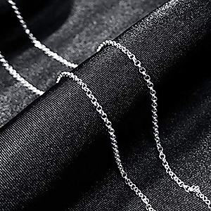 Gem Avenue Italian 925 Sterling Silver 1mm Rolo Sturdy 24 inch Chain Necklace for Women