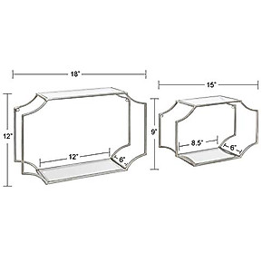 Kate and Laurel Ciel Modern Horizontal Shelves, Set of 2, Silver, Decorative Glam Wall Decor for Storage and Display