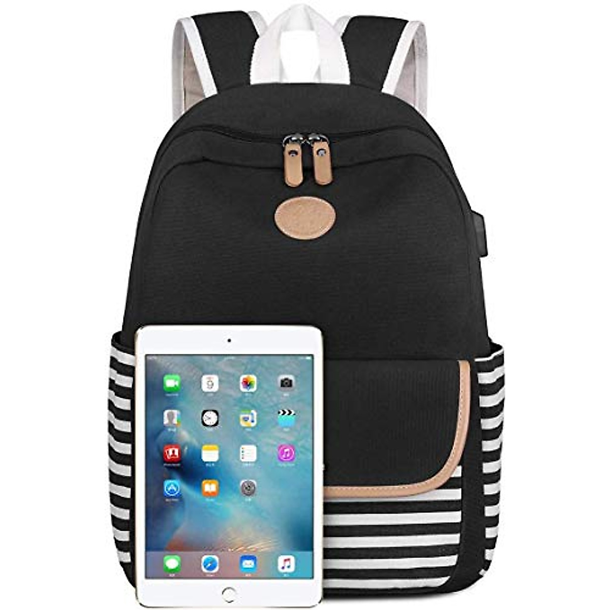 Sugaroom Backpack for Girls, 4 in 1 Girls Backpacks Set Lightweight Canvas School Bag Bookbags with Lunch Box, Drawstring Bag & Pencil Case for Teens