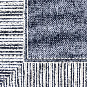 Artistic Weavers Hampshire Solid Border Outdoor Area Rug,8'10" Square,Denim