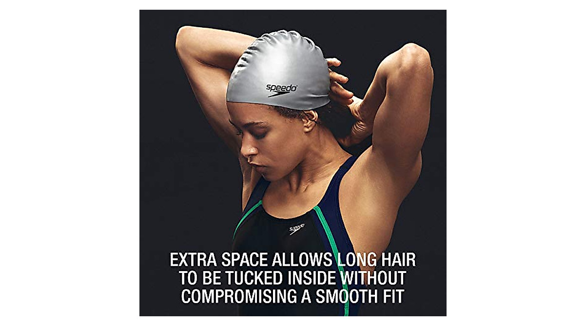 Speedo Unisex Long Hair Swim Cap - Durable Latex-Free Silicone