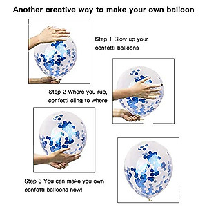 Blue Confetti Balloons 40 pack, 12 inch Transparent Party Balloons with Confetti for Graduation Party Wedding Baby Shower Birthday Carnival Party Decoration Supplies…