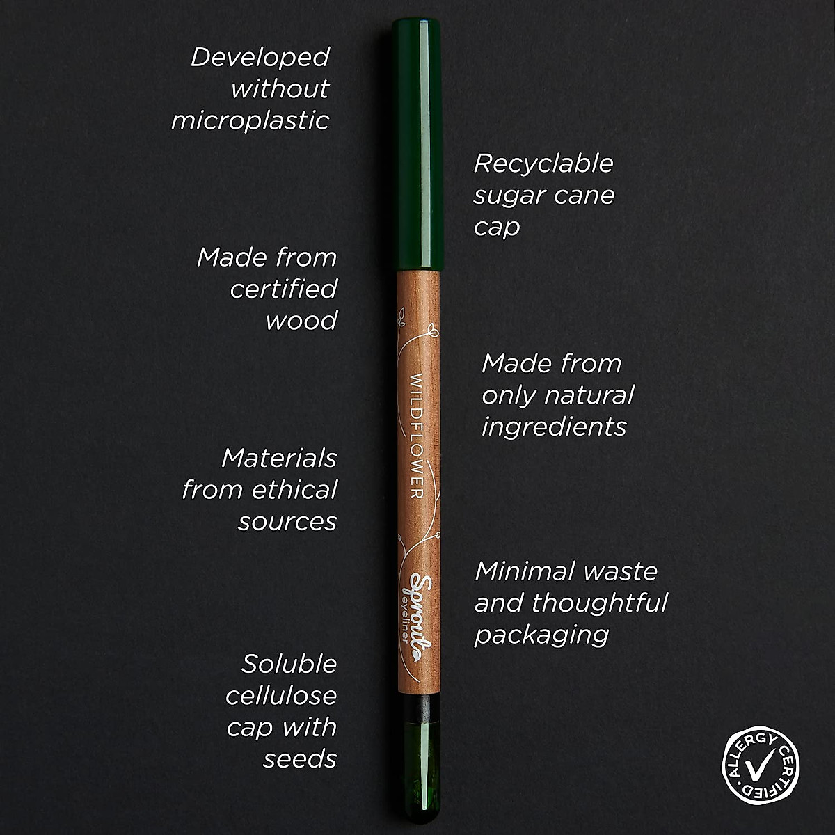 Sprout Eyebrow & Eyeliner Pencils | Vegan Formula | Plantable Eyeliner & Brow Pencils with Wildflower Seeds | Makeup Gift | 2 Pack | Black & Brown