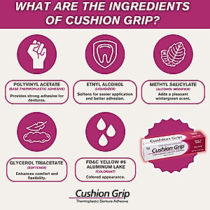 Cushion Grip Thermoplastic Denture Adhesive, 1 oz (Pack of 3)