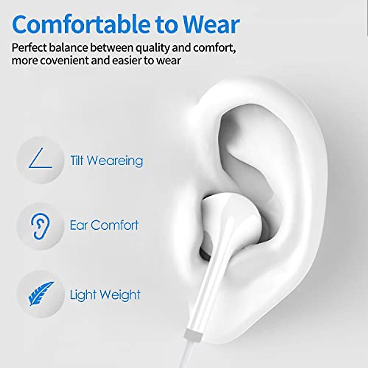 2 Pack Earphones,in-Ear Wired Earbuds with Bluetooth,Earbuds with Microphone,Headphones Compatible with iPhone 13/12/SE/11/XR/XS/X/7/7 Plus/8/8Plu