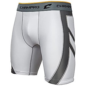CHAMPRO Wind Up Compression Polyester/Spandex Sliding Short, Adult Large, White (BPS15AWL)