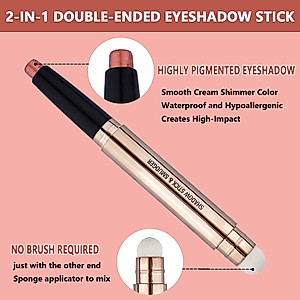 2 in 1 Orange Copper Eyeshadow Pencil, Cream Smooth Shimmer Eyeshadow Stick Crayon, Hypoallergenic Multi-Dimensional Waterproof Long Lasting Eye Shadow Highlighter Stick Eye Liner(Copper Shimmer #05)