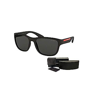 Prada PS01US ACTIVE DG05S0 55M Black Rubber/Grey Pillow Sunglasses For Men For Women + BUNDLE with Designer iWear Eyewear Kit