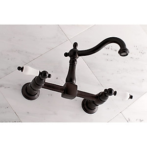 Kingston Brass KS1265PL Heritage Two-Handle Wall Mount Kitchen Faucet, Oil Rubbed Bronze