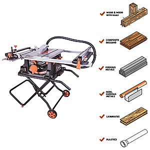 Evolution Power Tools RAGE 5-S Table Saw Multi-Material Cutting, Cuts Wood, Plastic, Metal & More, TCT Blade Included 10"