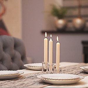 Tall 8-inch Marble Taper Dinner Natural Candles, Clean Burning, Smokeless (16 Count)