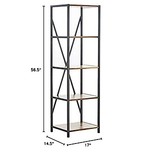 Christopher Knight Home Roney Acacia Wood Bookcase with Iron Accents, 17", Natural Stained With Rustic Metal