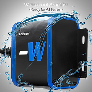 GoHawk TN4-W Waterproof Amplifier 4" Full Range Bluetooth Motorcycle Stereo Speakers 1 to 1.25 in. Handlebar Mount Audio Amp System Harley Touring Cruiser ATV 4-Wheeler, USB, AUX, FM Radio