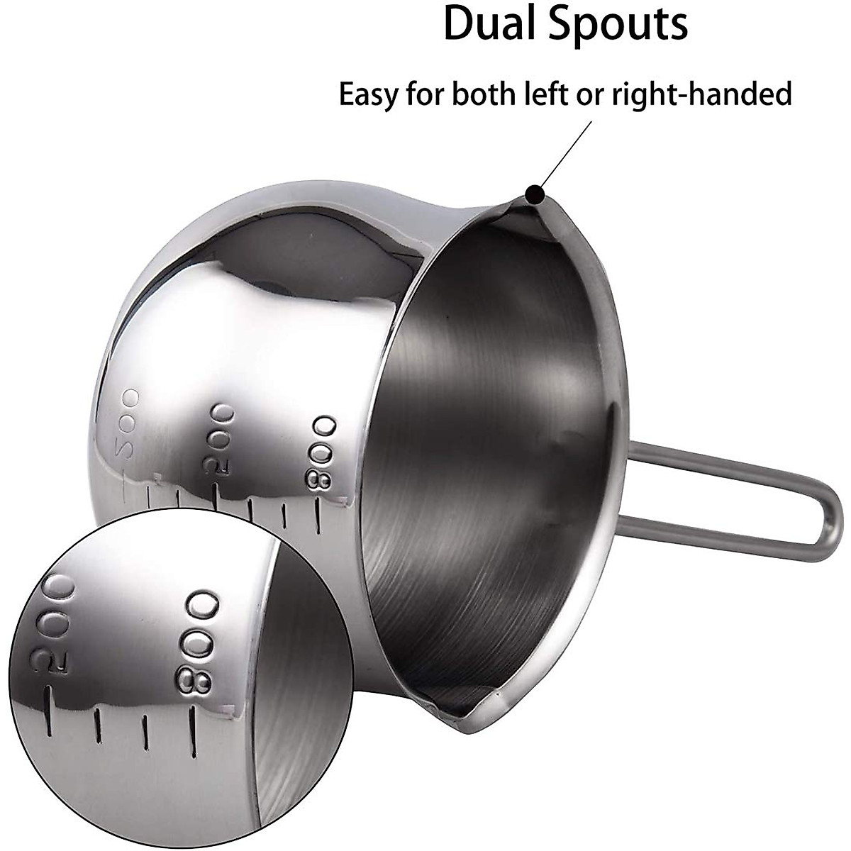 TIKUSAN Saucepan, Stainless Steel Milk Pan Made in Japan, Butter Warmer Measuring Pan Sauce with Heatproof Handle, Chocolate Melting Cheese Baking Pot for Stove Top (0.8 Quart)