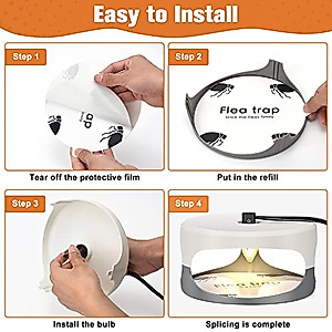 UPYEAL Flea Trap 2 Packs – Premium Traps for Inside Your Home Natural and Child-Friendly Light Indoor with Glue Discs Refills LED Lightbulb
