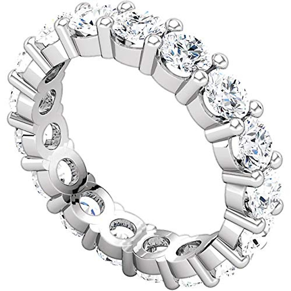 Houston Diamond District 4 Carat (ctw) 14K White Gold Round Diamond Ladies Eternity Wedding Anniversary Stackable Ring Band Value Collection Size: 8