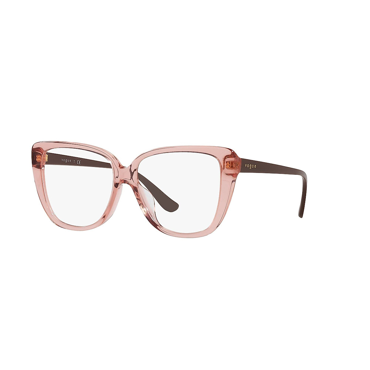 Vogue Eyewear Women's VO5413F Low Bridge Fit Butterfly Prescription Eyewear Frames, Transparent Pink/Demo Lens, 54 mm