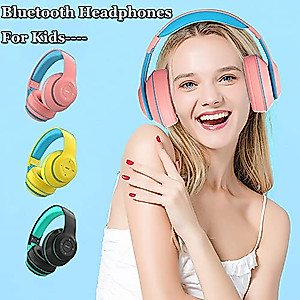 Kids Bluetooth Headphones, Over-Ear Bluetooth Wireless Wired 2-In-1 Headphones, Foldable Soft Earmuff Shocking Bass Noise Reduction with Mic Headsets for Girls Boys Learning Music Gaming (Black)