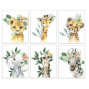 Safari Nursery Girl - Safari Animal Pictures Wall Art - Baby Room Animal Prints - Jungle Babies Wall Decor - Little Girls Room Wall Decor - 8x10 - UNFRAMED (Safari Girls 6)