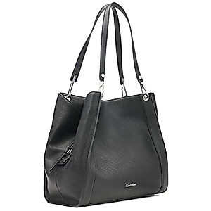 Calvin Klein Reyna Novelty Large Triple Compartment Shoulder Bag, Black/Silver Combo