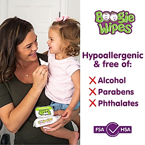 Baby Wipes by Boogie, Saline Wet Wipes for Nose, Face, Hand & Body, FSA/HSA Eligible, Made with Vitamin E, Aloe, Chamomile and Natural Saline, Unscented 30 Count Pack of 3