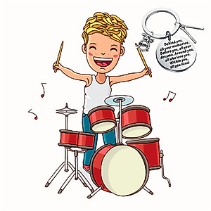 FEELMEM Drummer Gift Behind You All Your Memories Keychain Drum Kit Gifts Musician Jewelry Music Student Graduation Gift Percussion Jewelry (Drummer-ky)