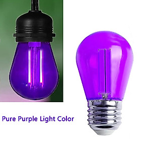S14 Purple Replacement Light Bulbs 2W LED Edison Light Bulb Plastic Shatterproof Waterproof Decorative Purple Filament Halloween Bulbs E26 Base for Indoor Outdoor Patio String Light,15 Pack(Purple)