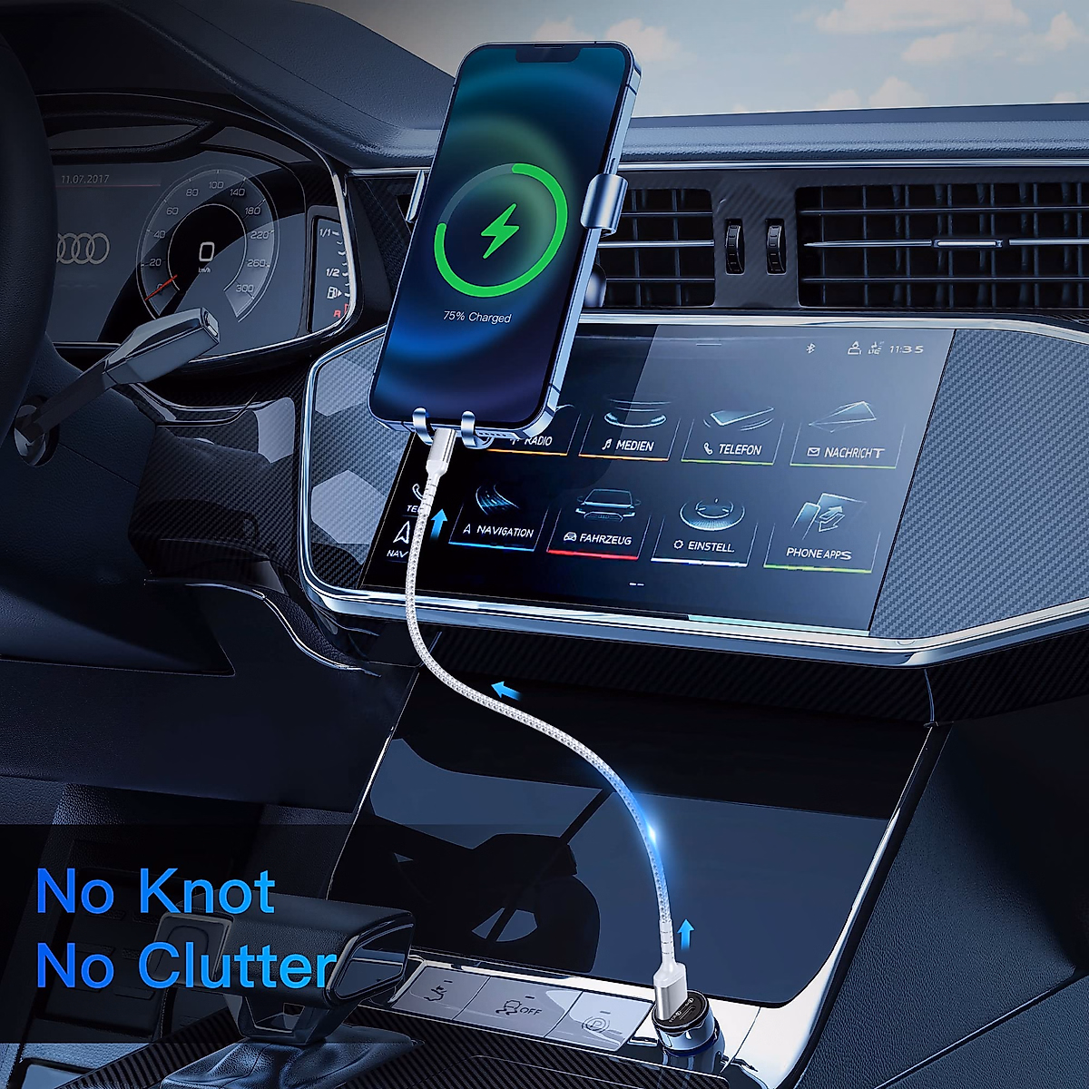 1.5ft iPhone Charging Cable Short, 3-Pack Braided USB A to Lightning Cord CarPlay [MFi Certified] Compatible with Apple iPhone 14 13 12 11 Pro/Max/Mini Xs SE2, Short Lightning Cable for Car