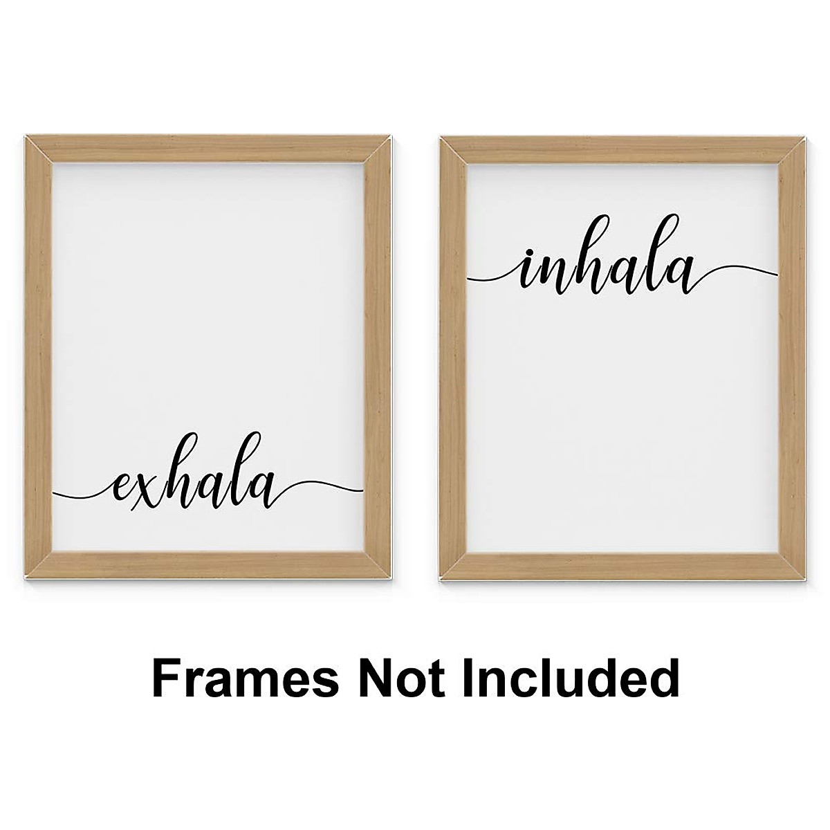 Inhala Exhala Wall Art, Set of 2 8 x10" Unframed Typogaphy Black on White Prints - Stunning Spanish Wall Décor for Bathroom