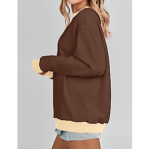 ZESICA Sweatshirt for Women Casual Long Sleeve Crewneck Oversized Pullover Jumper Tunic Tops,Rose,Small