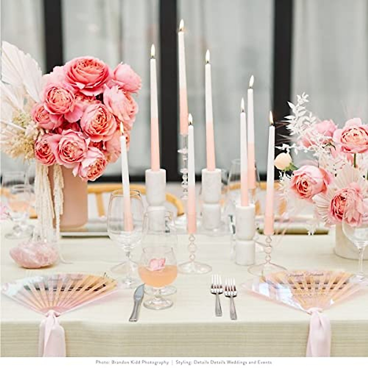 Style Me Pretty Blush Taper Candles, Wedding Accessories, 12” Long, 6 Count