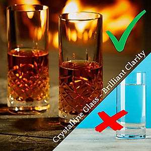 Hemswell Crystal Highball Glasses Set of 2 12oz - Crystal Tom Collins Glasses - Hiball Glasses Satin Lined Presentation Box - Heavy Weighted for Stability - Kilmore Design