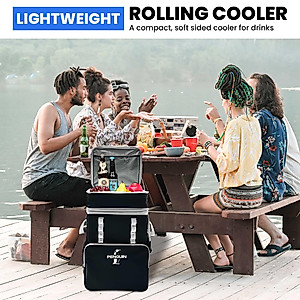 PENGUIN Coolers Polar Pak - Insulated Leakproof Portable Cooler, Waterproof Zippers - Collapsible Trolley Cooler with 4 Wheels - Removable Top & Mesh Side Pockets for Extra Storage - 72 Can Capacity