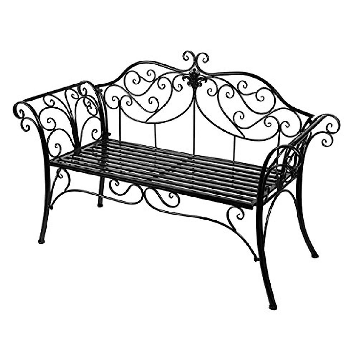 HLC Black Outdoor Bench Patent Design Romance Two Seat Bench for Garden Park