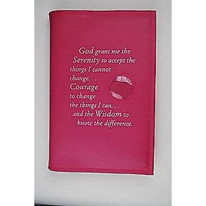 Alcoholics Anonymous AA Big Book Cover Serenity Prayer & Medallion Holder Pink