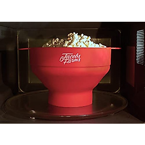 Large Silicone Microwave Popcorn Popper with Collapsible Bowl & Lid [Popcorn & Bags Included] Jacobs Farms Popcorn