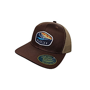 Glacier Trucker Hat w/National Park Woven Patch (Brown/Tan)