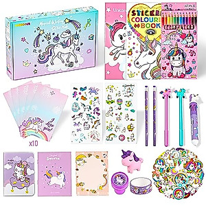 Unicorns Gifts for Girls - Cute School Supplies Set - 48 Pcs Kawaii Stationary Set - Stationary Letter Writing Kit - Best Birthday Gift for 6 7 8 9 10 11 12 Teen Girl