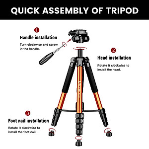 Camera Tripod, 72" Camera Tripod Stand with Remote, Heavy Duty Tripod for Video, Aluminum Tripod Stand with Bag, Complete Tripod Unit for Canon Nikon Sony, Perfect for Phone & Camera Photography