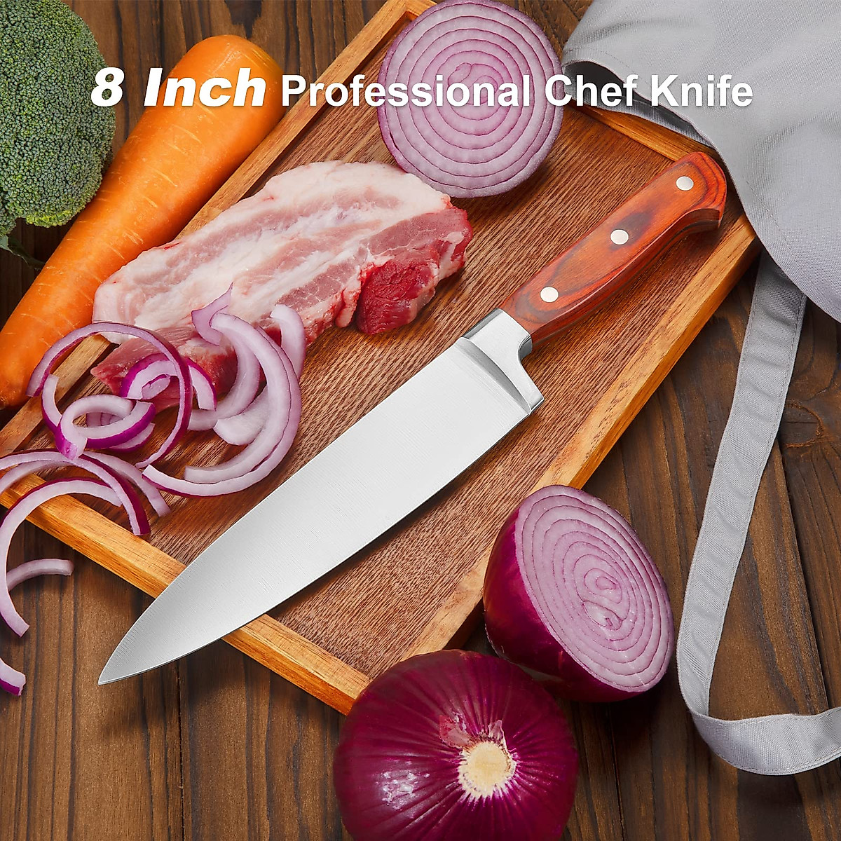 Chef Knife 8 Inch Chinese Kitchen Knife for Vegetable Cutting Damascus Chef Knife Boning Knife for Meat Cutting Santoku Knives Fixed Blade Knife Sushi Knife Japanese Cleaver Cooking Knife