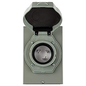 Halotronics Indoor/Outdoor 3-Prong Generator Power Inlet Box 30-Amp L5-30, 125V - Illuminated Clamshell - Latest Model