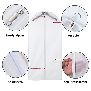 Mskitchen Clear Garment Bags Clothes Covers Protecting Dusts (set Of 12) For Storage Plastic Garment Bags Hanging Clothes Bags with Zipper Gown Garment Bag for Long Dresses - 24'' X 60''/12 Pack