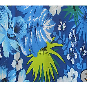 Polycotton Fabric Printed Hawaiian Blue / 60" Wide/Sold by The Yard