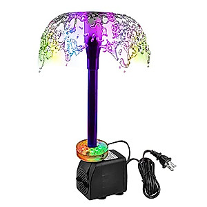 DOMICA 15W 220 GPH Submersible Fountain Pump with LED Light, Ultra Quiet Adjustable Water Pump (800L/H) for Water Feature, Hydroponics, Garden, Pond, Aquariums, Fish Tanks, Indoor Outdoor Fountain