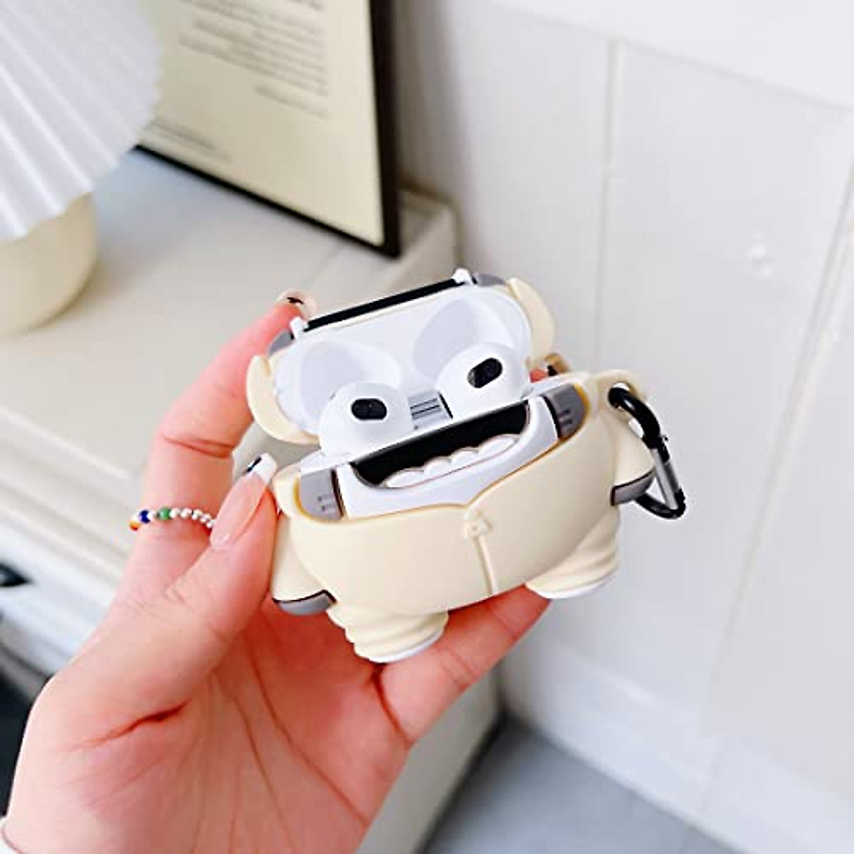 Aerymli 3D Cute Bear Shark Case for Airpods 3rd,3D Cute Kawaii Unique Character Fashion Kits Kids Teens Girls Women Bear Shark Animal PVC Case for Airpod 3rd Gen 2021 Case (Bear Shark)