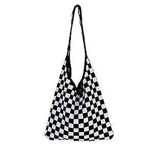 Hobo bag for women contrast color large capacity tote bag shoulder bag women's trendy knitted bag