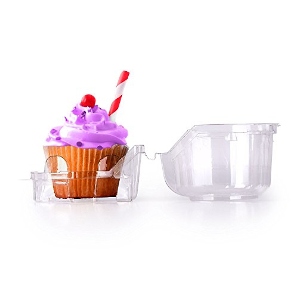 pack of 50 individual cupcake containers Strong and Sturdy Clear Plastic Cupcake Muffin Containers disposable 1 Compartment cupcake containers Cupcake Carrier Holder single cupcake favor box plastic