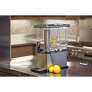 Service Ideas CBDT3SS Cold Beverage Dispenser with Infuser and Ice Tube, Rectangular, 3 gallon, Silver