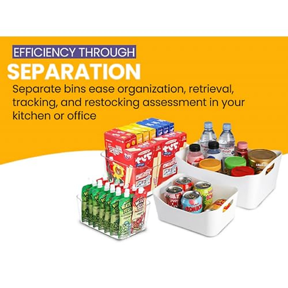 YBM HOME Storage Bins - Open Plastic Organizers and Storage Basket for Kitchen Pantry Organization, Under Sink Bathroom Storage, Toy Baskets, Food Storage Box Containers (Small - Clear 2 Packs)